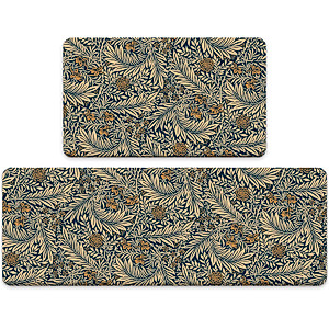 Anti Fatigue Kitchen Mat Set of 2 Pieces,Farmhouse Blue Kitchen Rugs and Mats,Waterproof Non Slip Memory Foam Cushioned Comfort Kitchen Floor Mat,Padded Kitchen Mats for Standing(17’’x30’’+17’’x47’’)