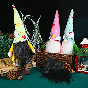 Juinte 12 Pcs Gnome Beards for Crafting Faux Fur Fabric Precut Gnomes Beards Handmade Dwarf Beard 20 Pcs Unfinished Wooden Balls for Xmas Decor