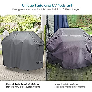 Unicook 60 Inch Grey Grill Cover and 32 Inch Round Fire Pit Cover Bundle