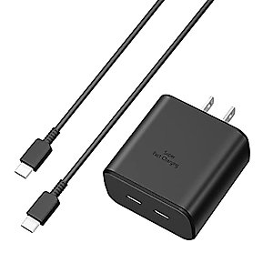 45W Super Fast Charger Type C, Dual USB C Charger 25W+25W PD/PPS for Samsung Galaxy S23 ultra/S23+/S23/S22 Ultra /S22 /S22+/S21/Note 20, Galaxy Tab S8/S8 Ultra,iPhone 14/13 Pro Max, iPad, Pixel