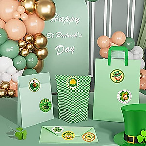 500 PCS St Patricks Day Stickers Labels Roll,Shamrock Roll Stickers Shamrock Hat Beer Leprechaun Self-Adhesive Stickers for Irish Decoration and Craft
