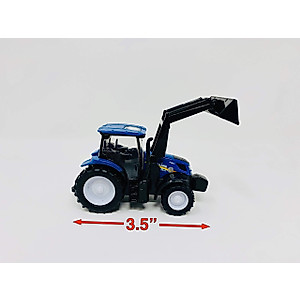 New-Ray Kenworth Lowboy Trailer with New Holland Construction Tractor Play Set