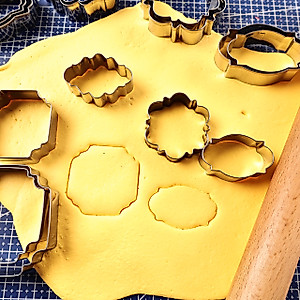 Plaque Frame Cookie Cutters Set -Different Frames Plaque and Tiles Cutter Molds for Making Fondant Cake Cookies Biscuit Fruit, Great for Wedding Mother's Day and Birthday Party Decorations (27 Pcs)