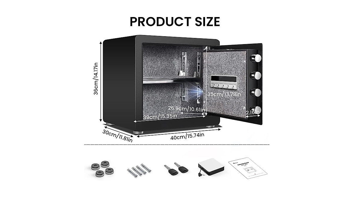 Kavey 1.6 Cub Safe Box - Secure Digital Home Safe with Alarm