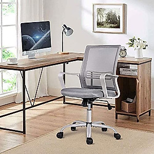 Smugdesk Ergonomic Mid Back Breathable Mesh Swivel Desk Chair with Adjustable Height and Lumbar Support Armrest for Home, Office, and Study, Gray
