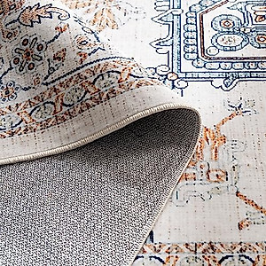 Syalife Washable Rug Vintage Area Rugs, 8'x 10' Living Room Rug with Non Slip Backing, Ultra-Thin Medallion Distressed Non-Shedding Boho Rug, Persian Vintage Floor Mat Indoor Rug (FG11-Beige, 8'x 10')