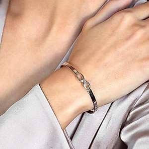 Engravable Sterling Silver Infinity Bangle Bracelet, 7 inches - Infinity Jewelry - Personalized Bracelet for Women - Couples Bracelet - Gift for Girlfriend - Birthday Gift for Wife - Gifts for Mom