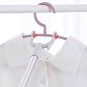 Homoyoyo Clothesline Outdoor Closet Hook Pole, Retractable 40 Adjustable Closet Pole Hook Telescopic Clothes Hook for Wardrobe, Clothesline, Hanger, Hanger Rod Metal Hangers