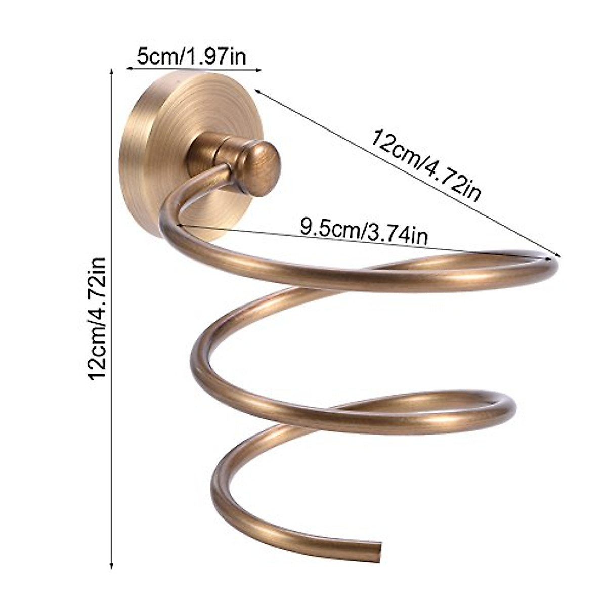 Weojeviy Hair Dryer Holder, Brass Wall Mount Blow Dryer Holder, Antique Hair Dryer Shelf Wall Mount Solid Brass Storage Rack Bathroom Organizer Shelf, Hidden Installation