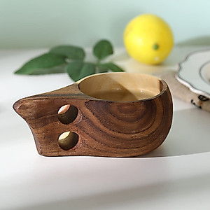olelo Acacia Wooden Cup Camping Cup Nordic Style Handmade Natural Portable Wood Mug Drinking Cup for Coffee, Tea and Milk (model b)