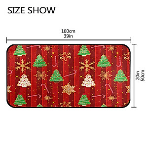 Kitchen Rugs Christmas Snowflakes Golden Tree Design Non-Slip Soft Kitchen Mats Bath Rug Runner Doormats Carpet for Home Decor, 39" X 20"