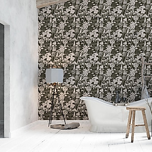 UniGoos Abstract Mushroom Peel and Stick Wallpaper Cute Pattern Temporary Wall Paper Roll Modern Self Adhesive Contact Paper for Cabinet Kids Room DIY Decor 17.7" x 118.1"