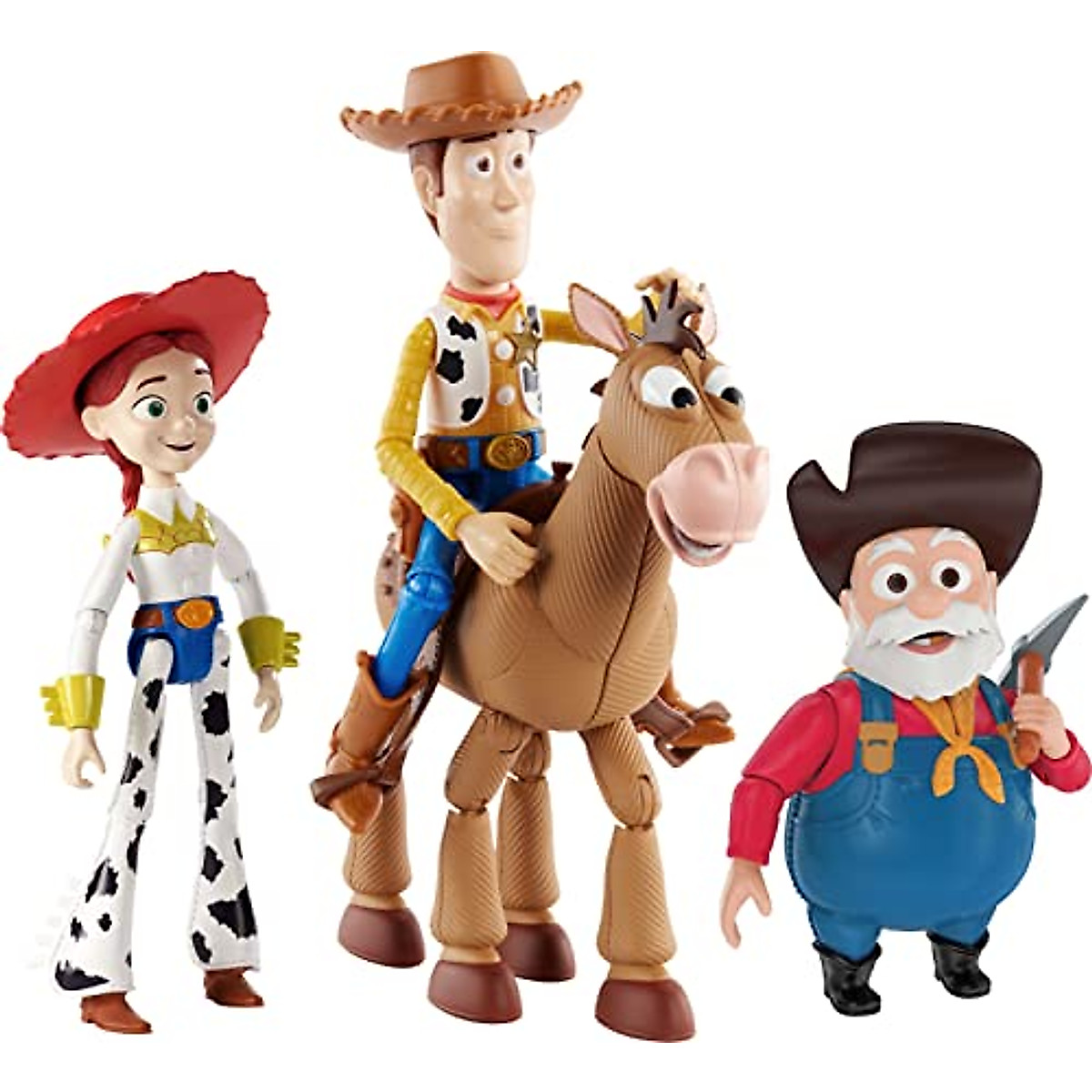 Mattel Disney and Pixar Toy Story Set of 4 Action Figures with Woody, Jessie, Bullseye & Stinky Pete, Woody's Roundup, 7-in Scale