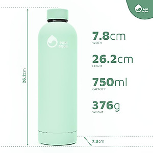 equi aqua Stainless Steel Water Bottles - 25 oz, Double Wall Vaccuum Insulated Water Bottle, Hot and Cold Leak Proof Metal Water Bottles for Sports, Gym, Camping (refreshing light green)