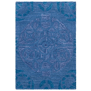 SAFAVIEH Wyndham Collection Accent Rug - 2' x 3', Blue, Handmade Modern Wool, Ideal for High Traffic Areas in Entryway, Living Room, Bedroom (WYD376E)