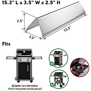 QuliMetal 7635 15.3 Inch Flavorizer Bars for Weber Spirit 200 and Spirit II 200 Series Gas Grills with Front Control Knobs, Stainless Steel, 17GA, 3 Pack