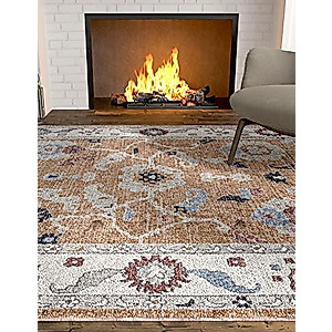Rugs.com Eco Traditional Collection Rug – 5' x 8' Almond Beige Medium Rug Perfect for Bedrooms, Dining Rooms, Living Rooms