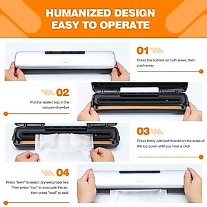 Vacuum Sealer Machine,Food Sealer for Food Saver- Automatic Air Sealing System for Food Storage,Design with Dry and Moist Food Modes ,12.6 Inch with 15Pcs Seal Bags Starter Kit