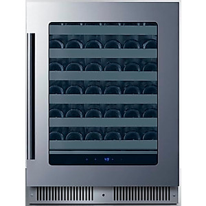 Summit 24 Inch Wine Cellar Shallow Depth Wine Refrigerator, Dimmable LED Light, Lock, Commercial or Residencial Use- SDHW2442(RHD, Stainless Steel)