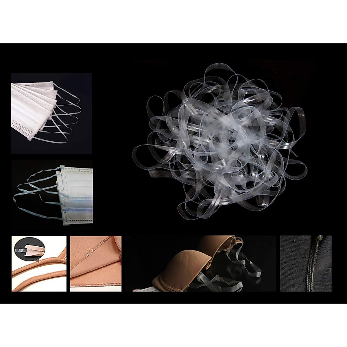 D.I.Y 1/4" Clear Elastic, 100% Thermoplastic Polyurethane, Small Packaging by Anytape Korea, 10 Yard, 30 Yard, and 500 Yard Packaging Available (1/4" Clear 500 Yard)