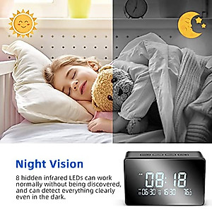 XDL-POWER Hidden Camera Clock 1080p WiFi Spy Camera 3 in 1 Nanny Cam with Night Vision,Dual Alarm Clocks,Room Thermometer,Motion Detection Alert,Loop Recording