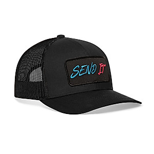 HAKA Trucker Hat – Send it Hat, Mesh Outdoor Hat for Men & Women, Adjustable Snapback Baseball Cap, Golf Hat (Black)