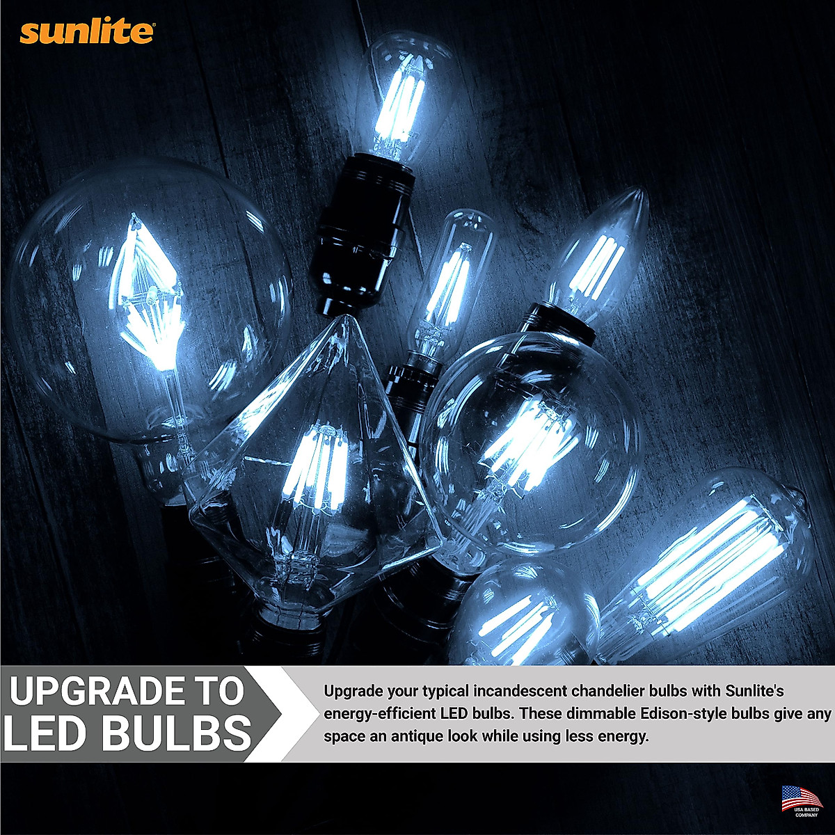 Sunlite 41077 LED Filament B11 Torpedo Chandelier Light Bulb, 5.5 Watts (60W Equivalent), 600 Lumens, Medium E26 Base, Dimmable, Edison Style, 90 CRI, UL Listed, 5000K Super White 6 Pack