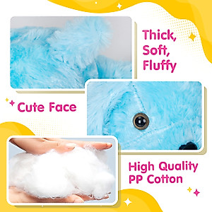 WEWILL 18'' Light up Puppy Stuffed Animal Creative Night Light Lovely LED Dog Glow Soft Plush Toy Gifts for Kids on Christmas Birthday Valentines Festivals, Blue