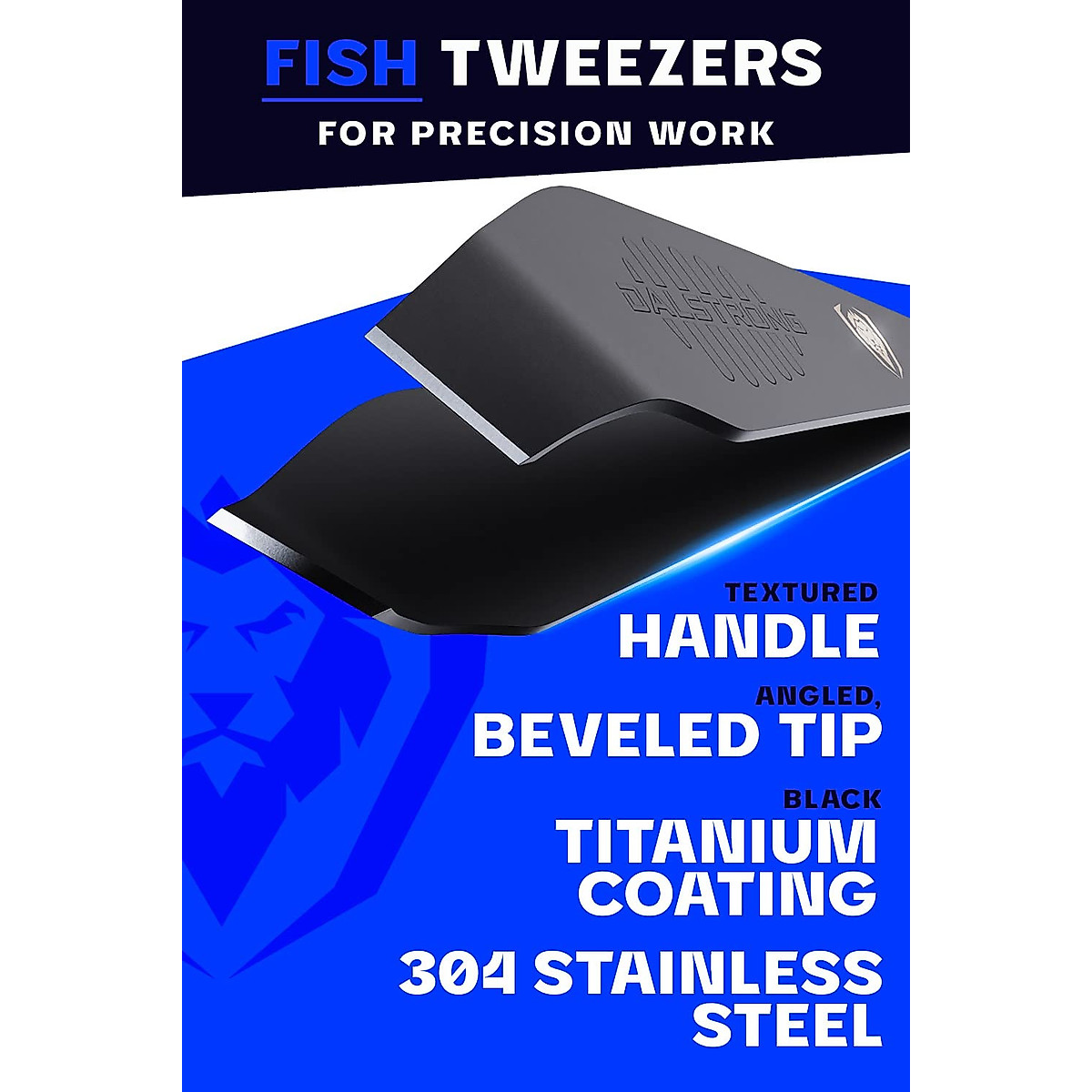 DALSTRONG Professional Fish Bone Tweezers - 6 inch - Premium 304 Stainless Steel - Black Titanium Coating - Ambidextrous Design - Angled, Beveled Tip for Precision Work - Fish Pliers Remover Tool