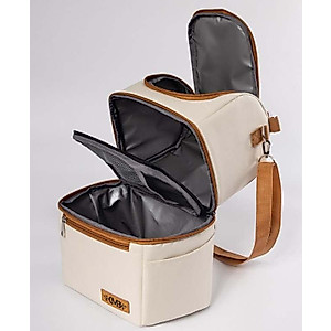 Insulated Baby Bottle Bag, Multi-Function Breastmilk Cooler Bag & Lunch Bag, Wine Carrier or for Milk Bottles Like Dr. Brown, Comotomo, Philips, Nuk, Lansinoh, etc., Cream/Brown (KMB0001)