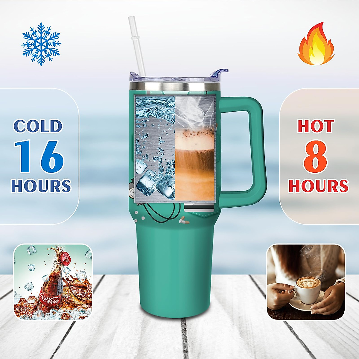 qoepfnsh Nurse 40 oz Tumbler with Handle - Stainless Steel Insulated Travel Coffee Mug Cup - Green - 40oz Tumblers with Lid and Straw - Nurse Gifts for Women