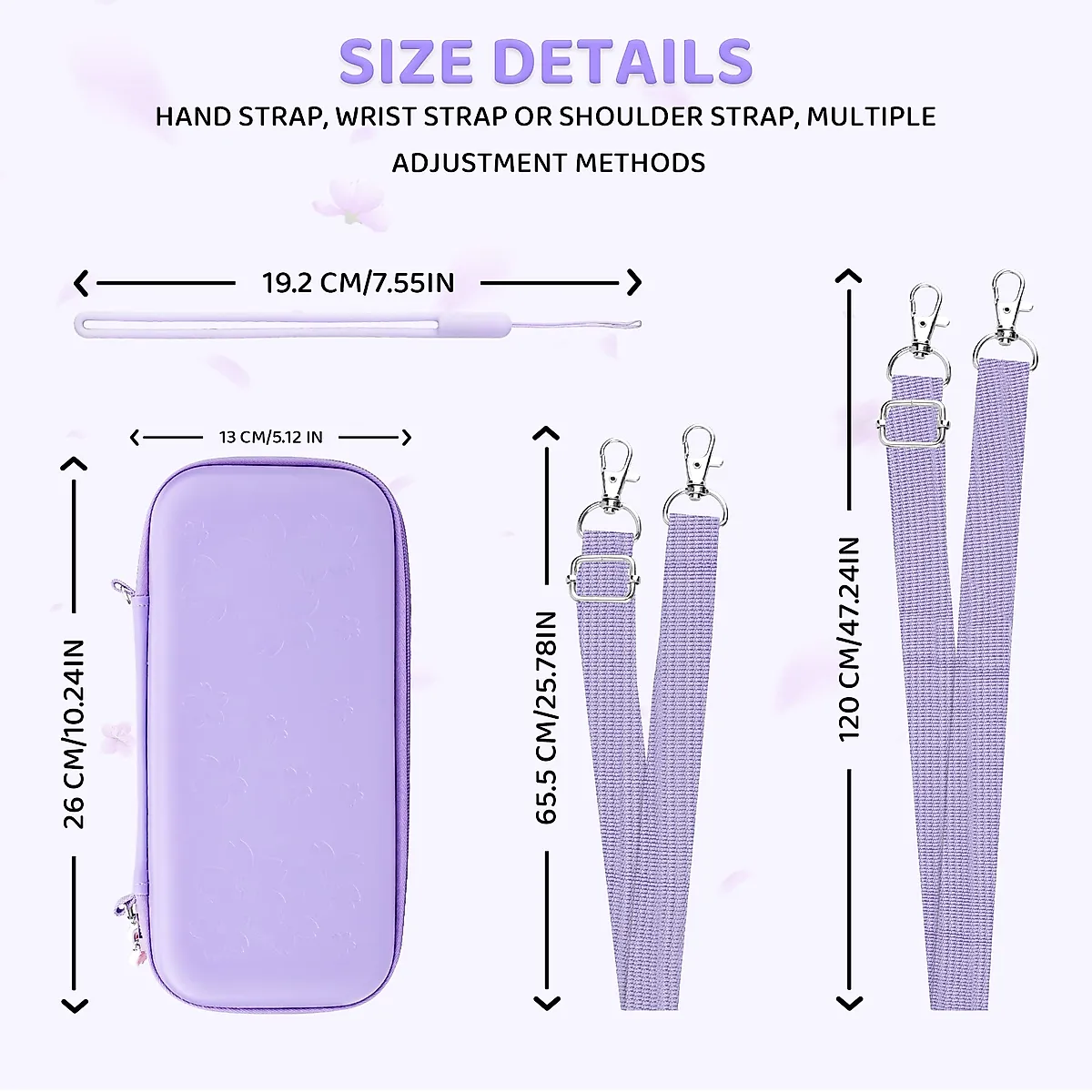 FANPL Case bundle for Nintendo Switch OLED Accessories, Carrying Case for Switch OLED and Joy Con Controller with Hard Flip Protective Case and Screen protector, 4 Thumb Grips, Shoulder Strap (Purple)