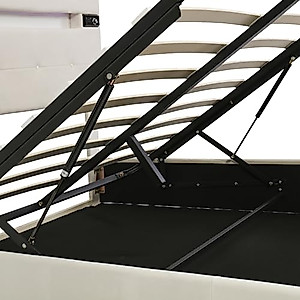 MiHunnor Full Size Upholstered Platform Bed w/LED Light & Integrated Bluetooth Audio System. Velvet Upholstered Platform Bed w/Hydraulic Storage System & USB Port for Bedroom