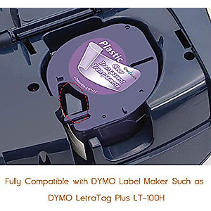 Label Maker Clear Tape Replacement for DYMO Label Maker Refills Clear Transparent Plastic Labeling Tape, 12mm x 4m- 1/2'' x 13', Work with Dymo Letratag Label Maker LT-100T LT-100H QX50, 4-Pack