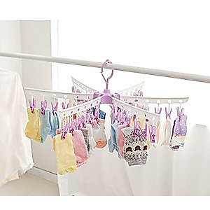 Radefaun Clip and Drip Hanger with 36 Clips Plastic Swivel Hook Portable Folding Drying Rack Baby Clothes Hanger Foldable Travel Accessories for Socks Bras Lingerie Towels Underwear Gloves