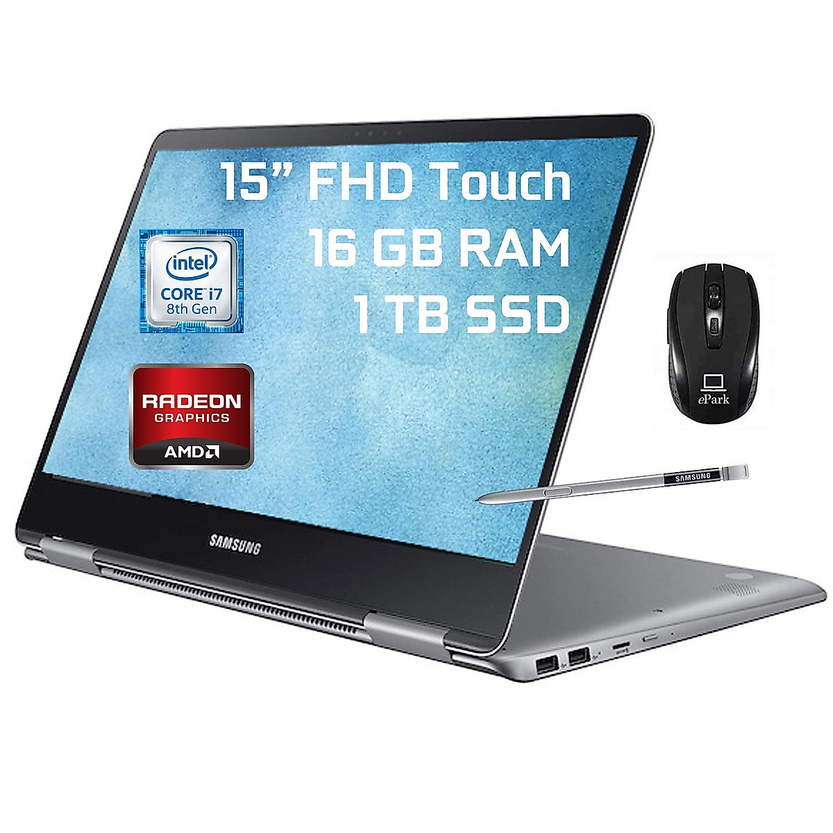 Samsung Notebook 9 Pro 2 in 1 Laptop, 15" FHD Touchscreen, 8th Gen Intel Quad-Core i7-8550U, 16GB DDR4 1TB SSD, 2GB AMD Radeon 540 Backlit KB USB-C Pen Win 10 (Renewed)
