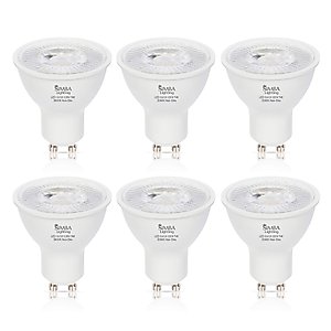 Simba Lighting LED GU10 5W Non-Dimmable Spot Light Bulb (6 Pack) Halogen 50W Replacement MR16 Shape for Accent, Recessed, Track Lighting, 38° Beam, 120V, Twist-N-Lock Bipin Base, 5000K Daylight