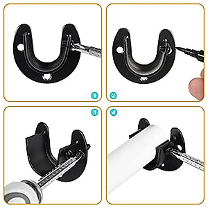 JMIATRY 12 PCS Closet Rod Brackets 1 Inch Closet Pole Socket Metal Closet Rod Brackets Heavy Duty Closet Rod Support Bracket U-Shaped Open Black Closet Rod Holders with Screws