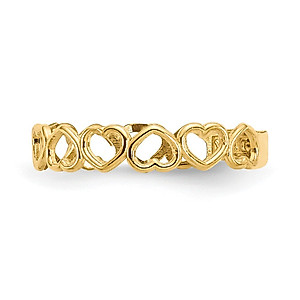 BillyTheTree Jewelry 14K Yellow Gold Open Hearts Toe Ring