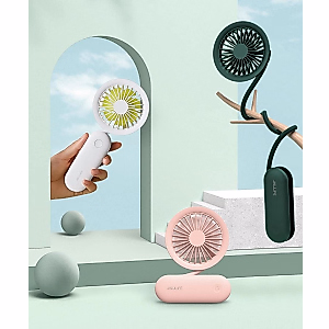 JISULIFE Mini Handheld Versatile Fan, Portable USB Rechargeable Fan, Battery Powered Hand Fan with Strong Wind, Night Light, Personal Quiet Multifunctional Fan for Baby Stroller, Bike, Neck - Green