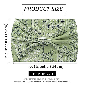 Olbye Headbands for Women Wide Boho Headband Knotted Turban Head Bands Elastic Non Slip Hairbands Floral African Head Wraps Workout Yoga Sweatbands Cotton Head Scarfs Bohemian Hair Accessories for