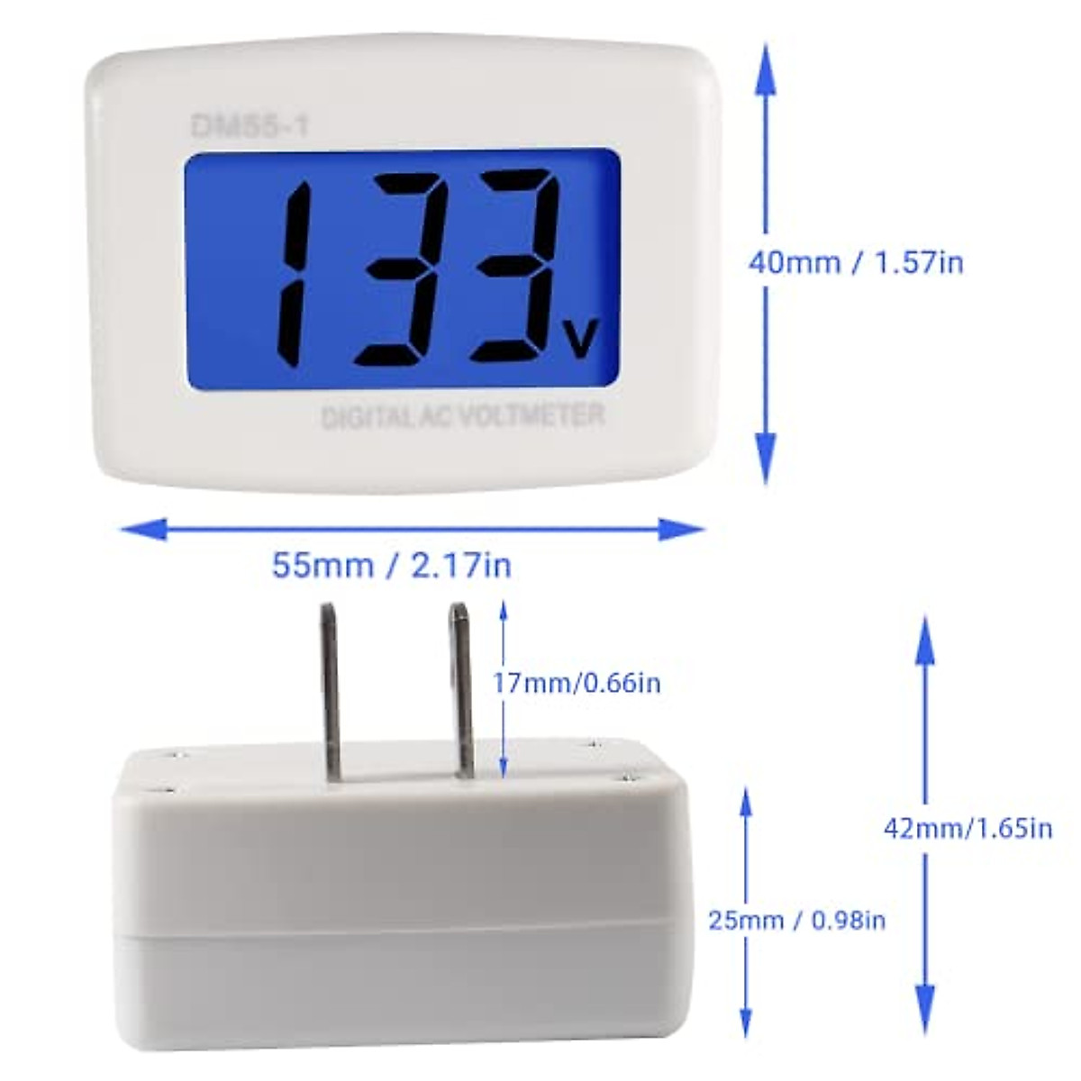 Aobao 2pcs Plug in Volt Meter, Flat US Plug AC 80-300V LCD Digital Voltmeter Voltage Test Monitor AC 110V 220V Voltage Meter for Household Plug into Outlet to Measure Voltage