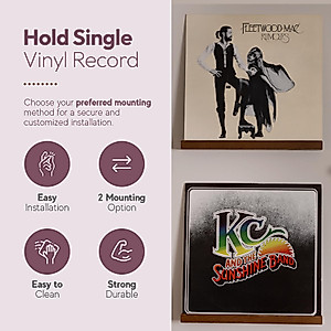 Vinyl Wall Mount Pack of 6 Pinewood Vinyl Record Holder Wall Mount with 2 Mounting Options Vinyl Shelf Walnut Stain Finish Vinyl Record Display - Vinyl Record Shelf - Vinyl Record Wall Mount