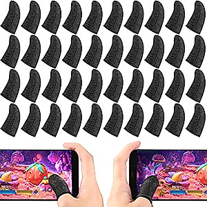 40 Pieces Gaming Finger Sleeve For Gaming Thumb Sleeves Mobile Gaming Finger Protector (Black)