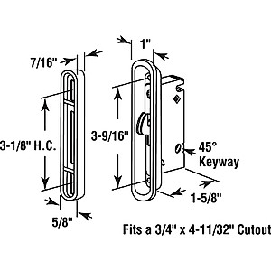 Prime-Line E 2487 3-9/16 In., Steel, Mortise Lock and Keeper (1 Set)