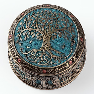 Veronese Design 4 Inch Spiritual Tree of Life Cold Cast Resin Bronze Finish Trinket Jewelry Box