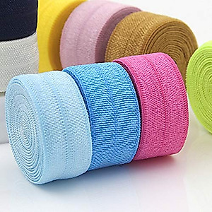 SELCRAFT 5yards/Lot 5/8" 15mm Elastic Band Multicolor Fold Over Spandex Elastic Ribbon for Sewing Lace Trim Waist Band Garment Accessory num.103