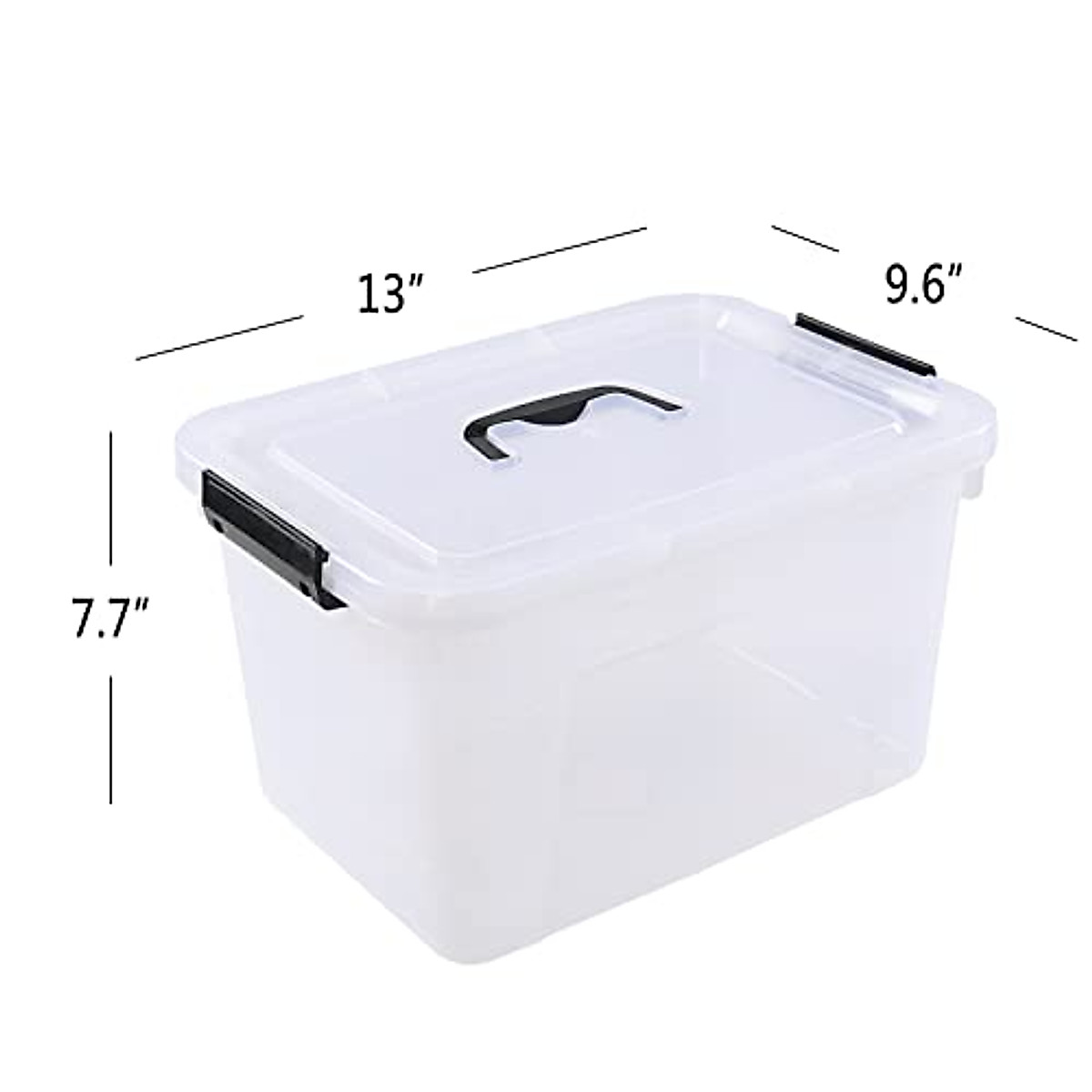 EudokkyNA 10 L Clear Storage Bins with Lids, Plastic Latch Boxes Containers Set of 6