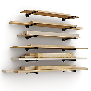 ETELI Lumber Storage Rack Wall Mount Wood Storage Racks with 6-Level System Wood Organizer Utility Racks Shelf Holds Up 1200 Lbs for Indoor and Outdoor Use