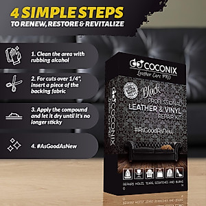 COCONIX Leather Care PRO Professional Black Leather & Vinyl Repair Kit